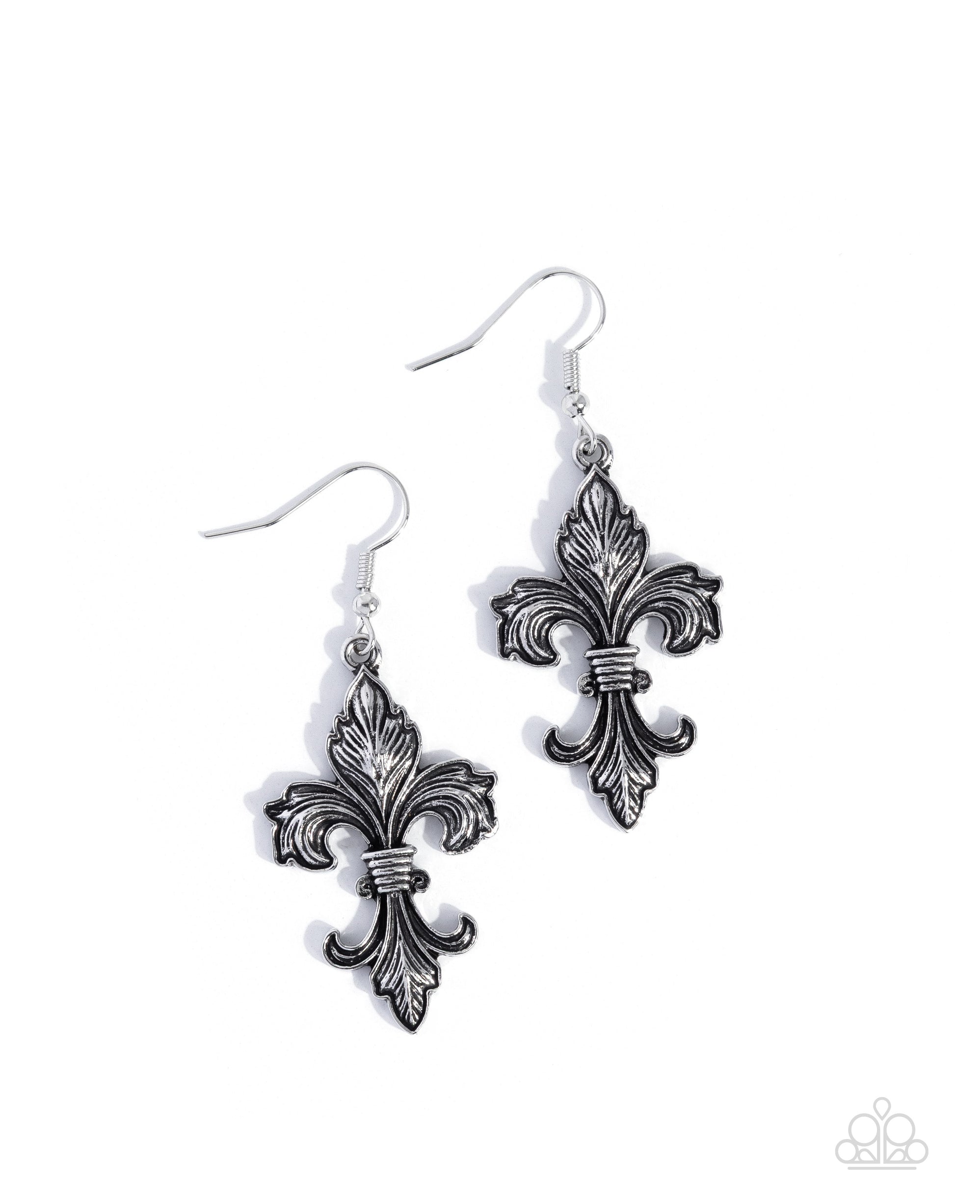 Fancy Fleur-De-Lis - silver - Paparazzi earrings – JewelryBlingThing