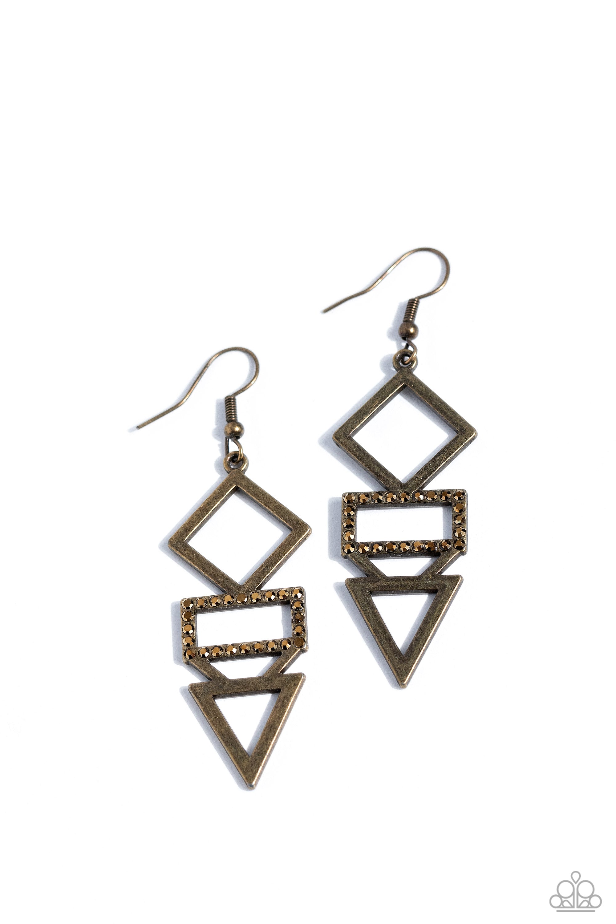 Glamorously Geometric - brass - Paparazzi earrings – JewelryBlingThing