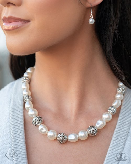 Posh Pattern - white - Paparazzi necklace – JewelryBlingThing