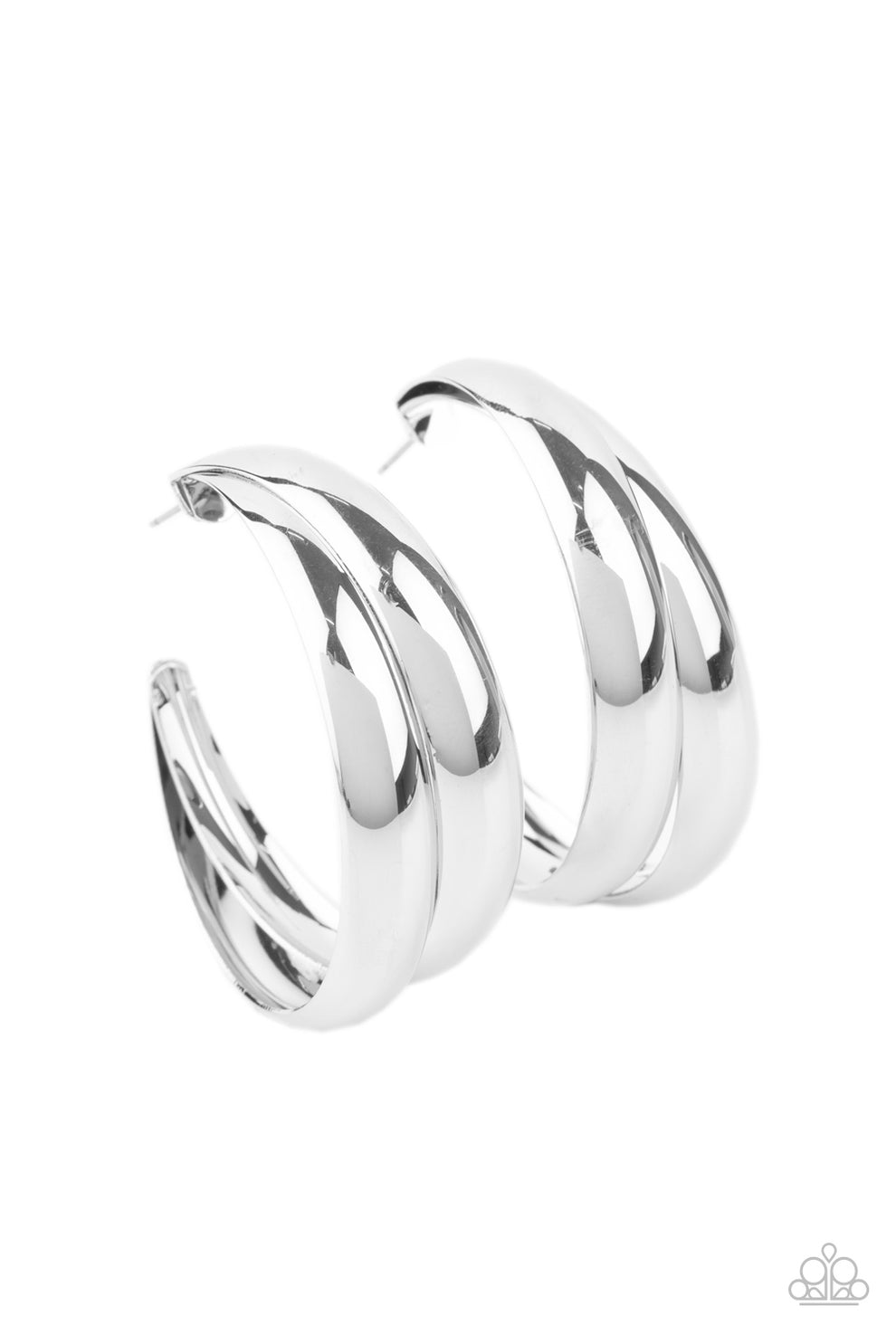 Colossal Curves - silver - Paparazzi earrings – JewelryBlingThing